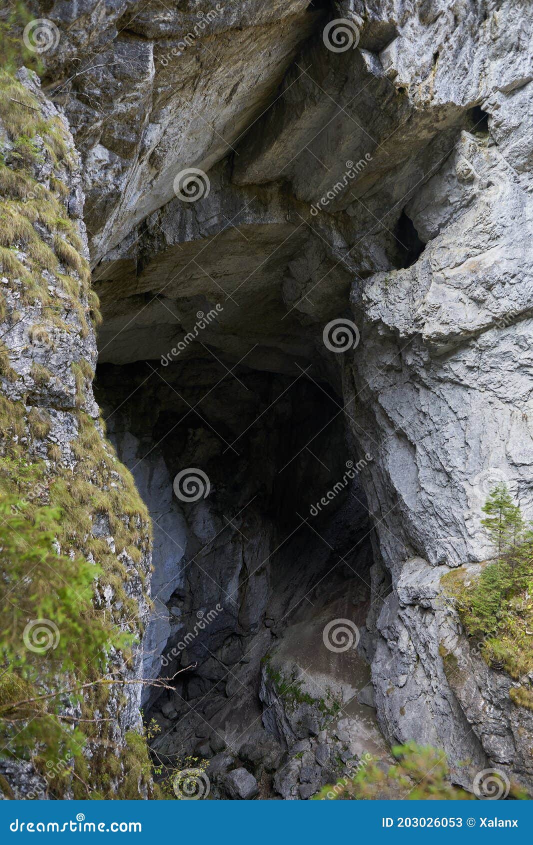 Entrance of a big cave stock image. Image of rock, mountain - 203026053