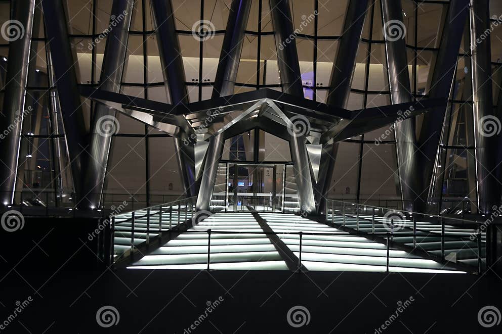 The Entrance of the Building is Designed with an Abstract Metal ...