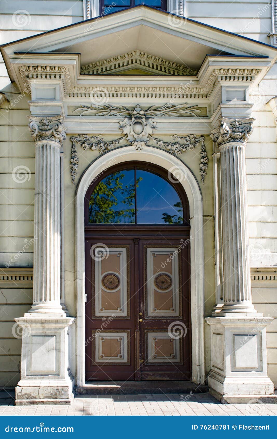 Entrance with columns door stock image. Image of texture - 76240781