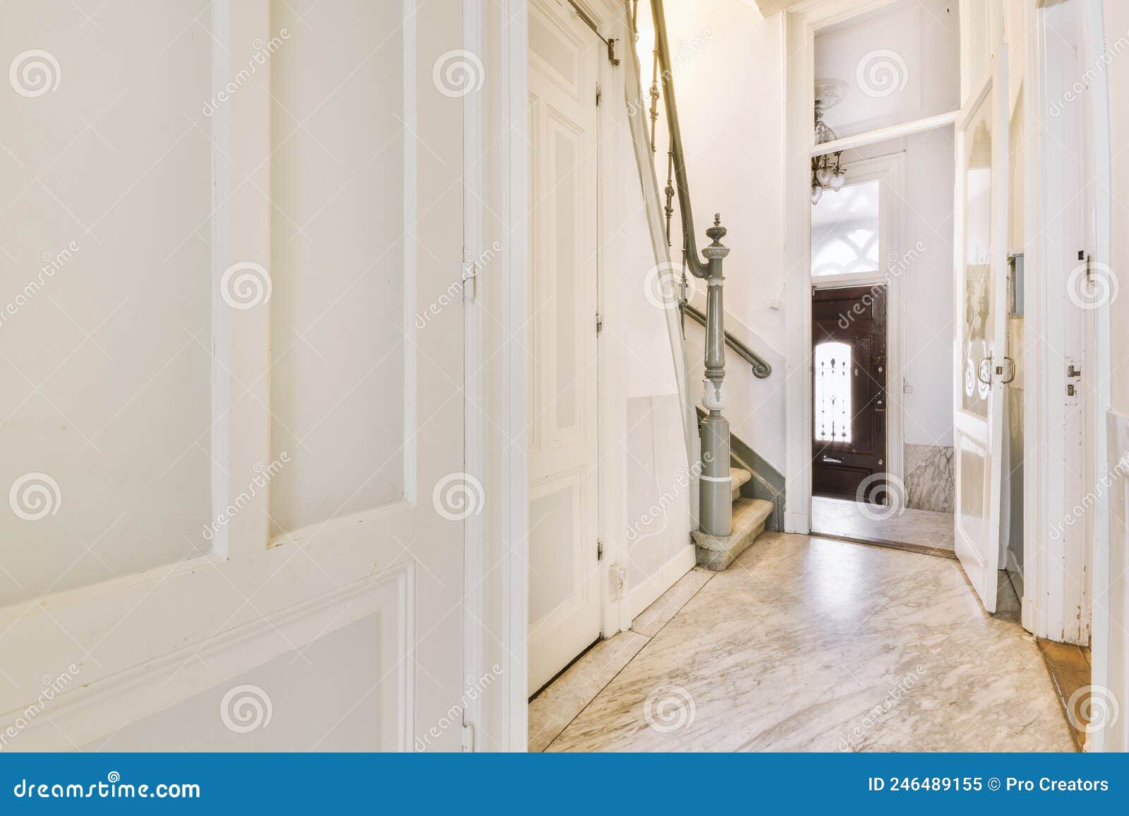 Entrance Corridor and Staircase Stock Image - Image of room, wall ...