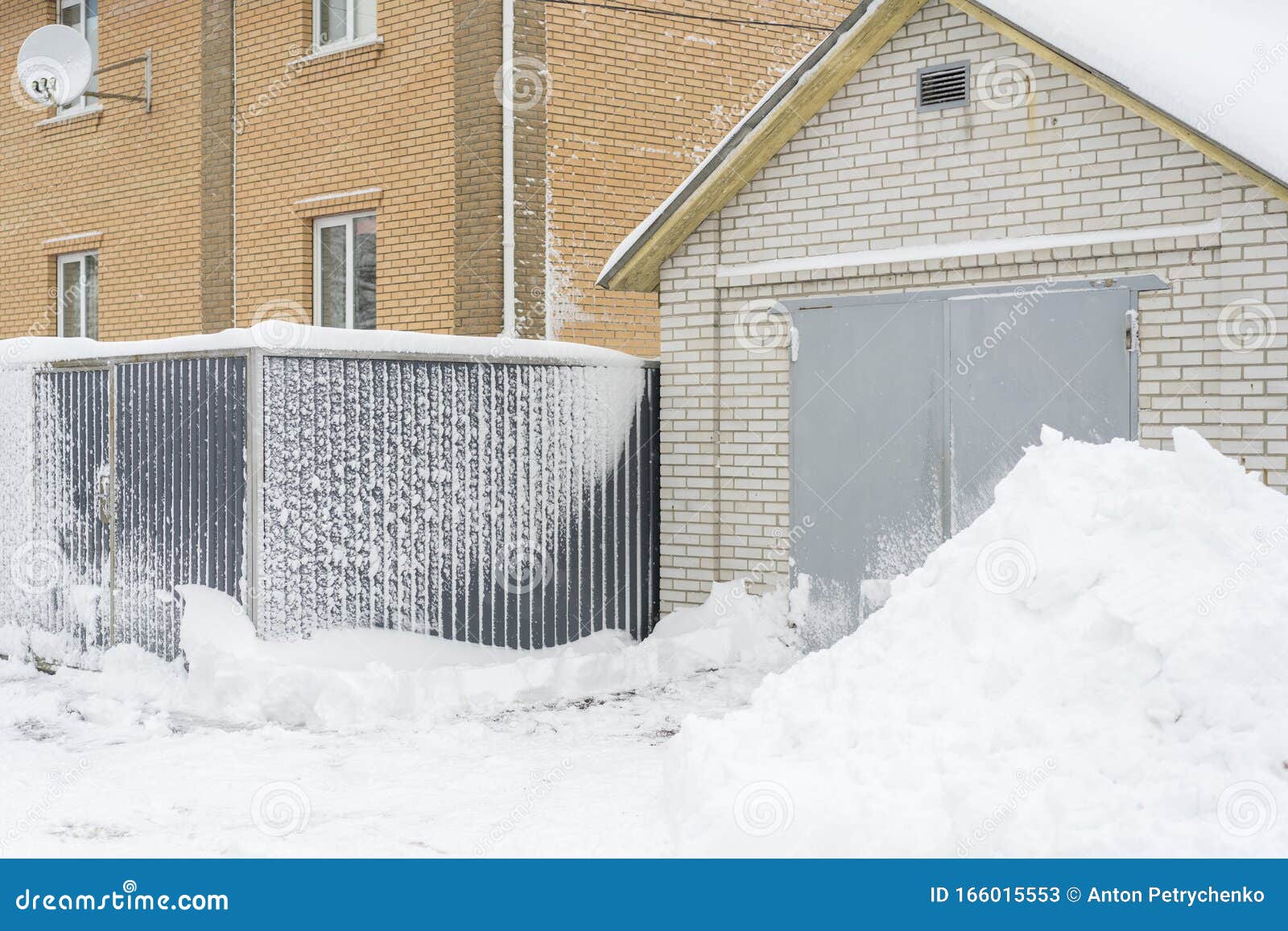 The Entrance is Covered with Snow. Gates Littered with Snow Stock Image ...