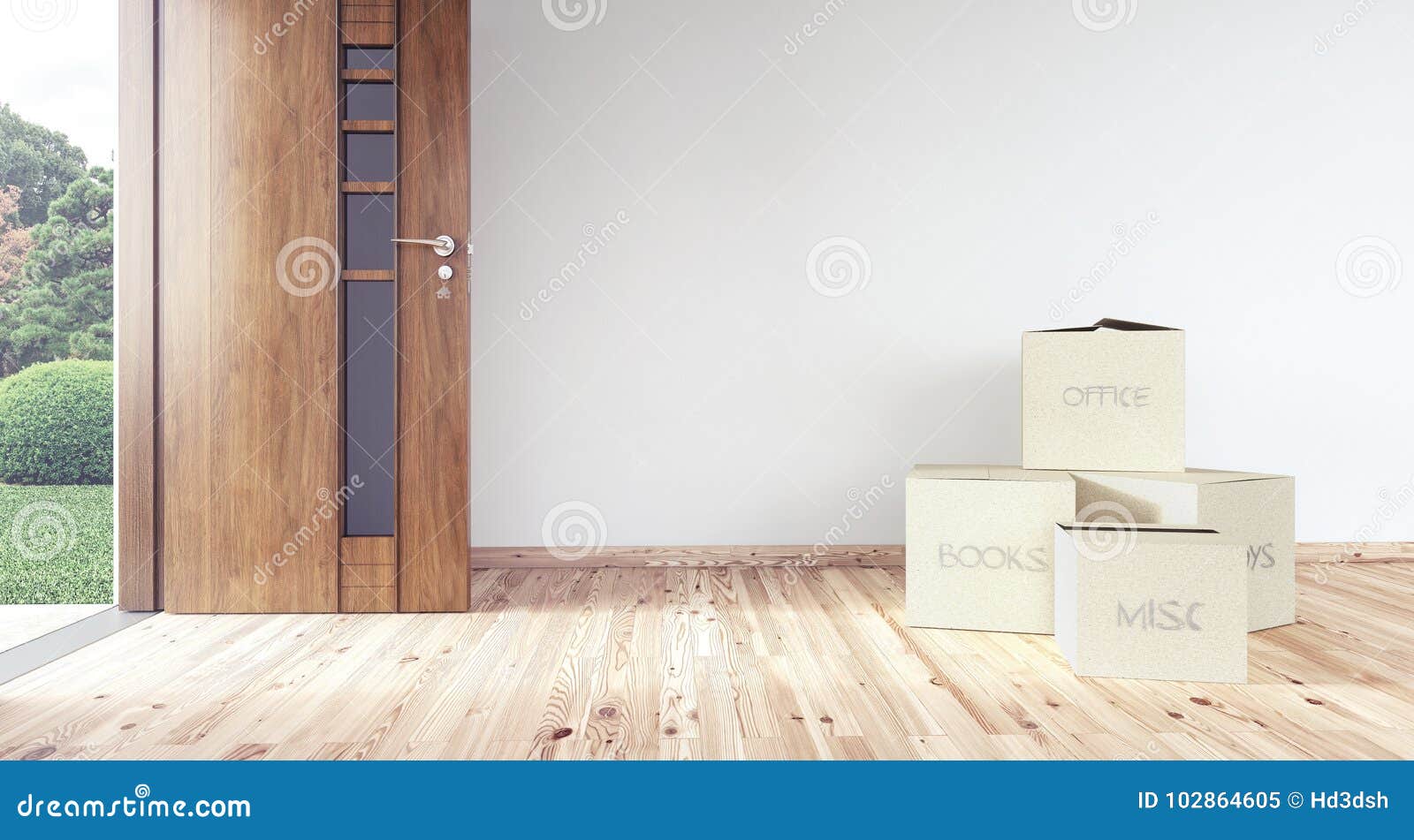 Entrance Door with Boxes in the Corner, Moving Concept Stock ...