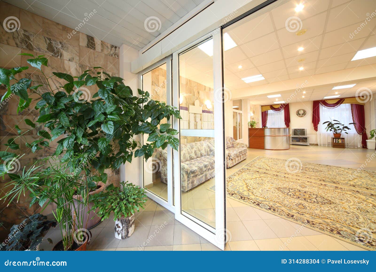 Entrance Door To Coridor with Reception Stock Photo - Image of design ...
