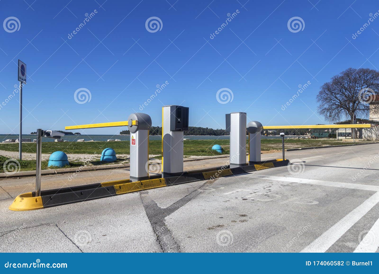 Entrance and exit driveway stock photo. Image of sign - 174060582