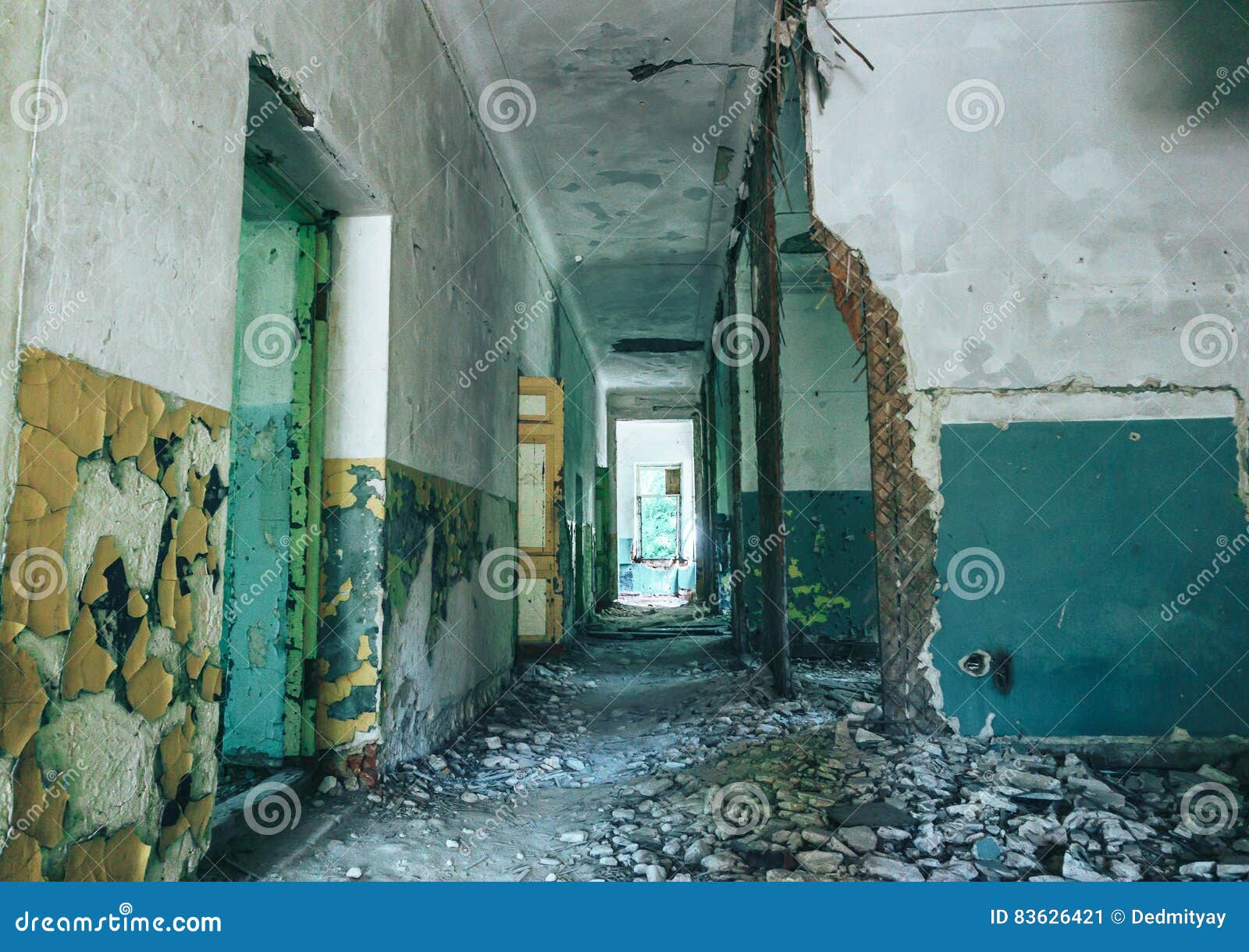 Entrance Gateway Corridor of Abandoned and Rusty Old Manor or Mansion ...