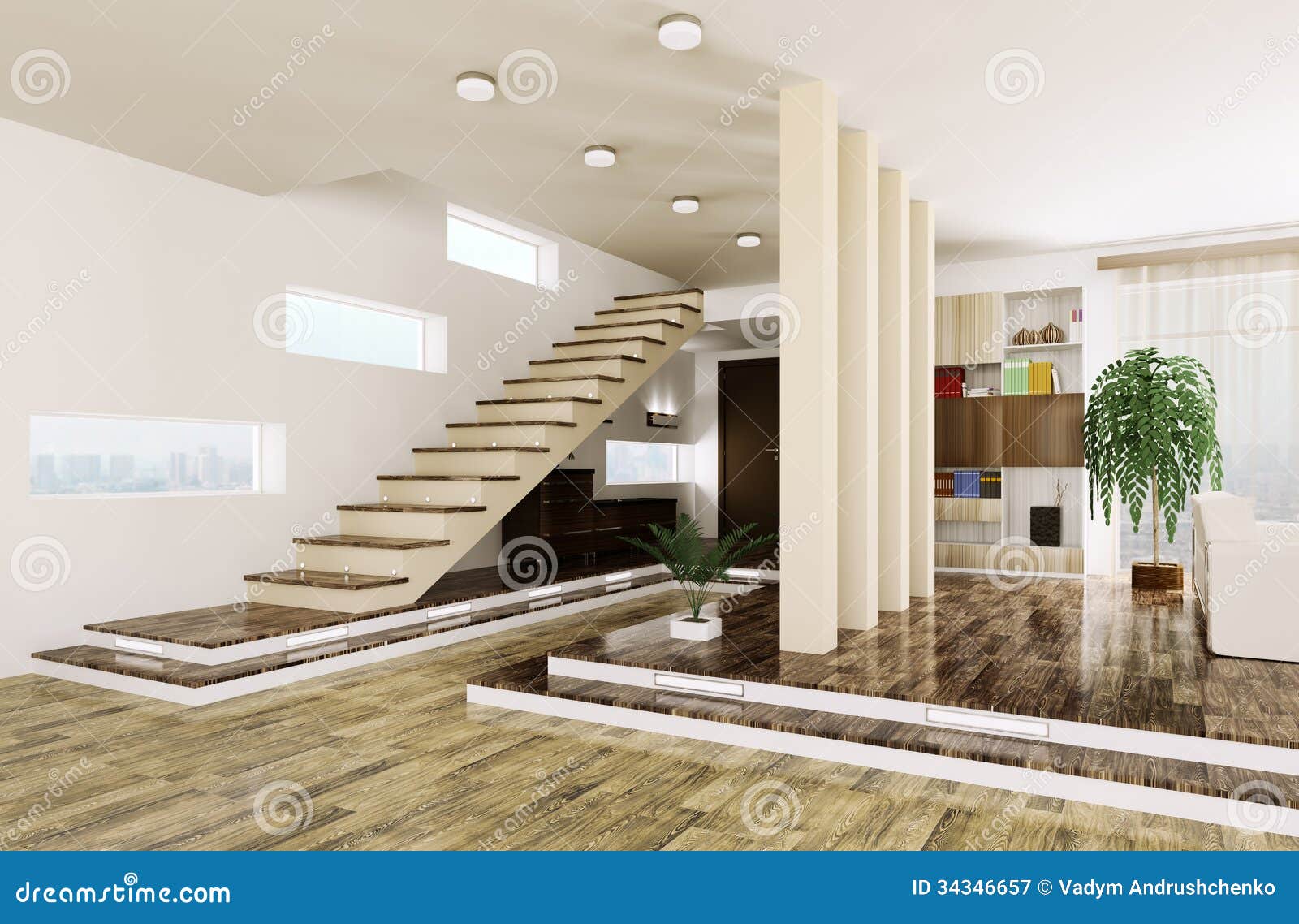 Entrance Hall Interior 3d Render Stock Illustration - Illustration of ...