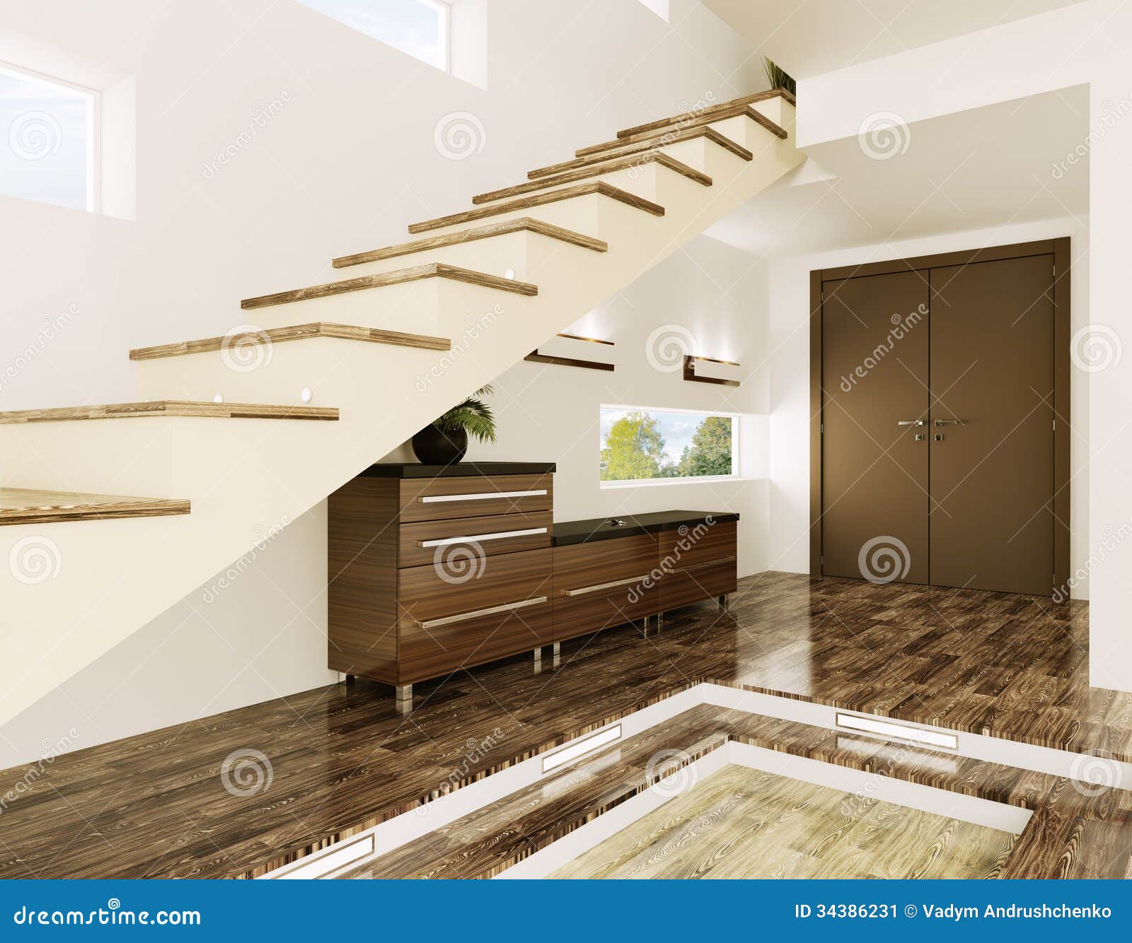 Entrance Hall Interior 3d Render Stock Illustration - Illustration of ...