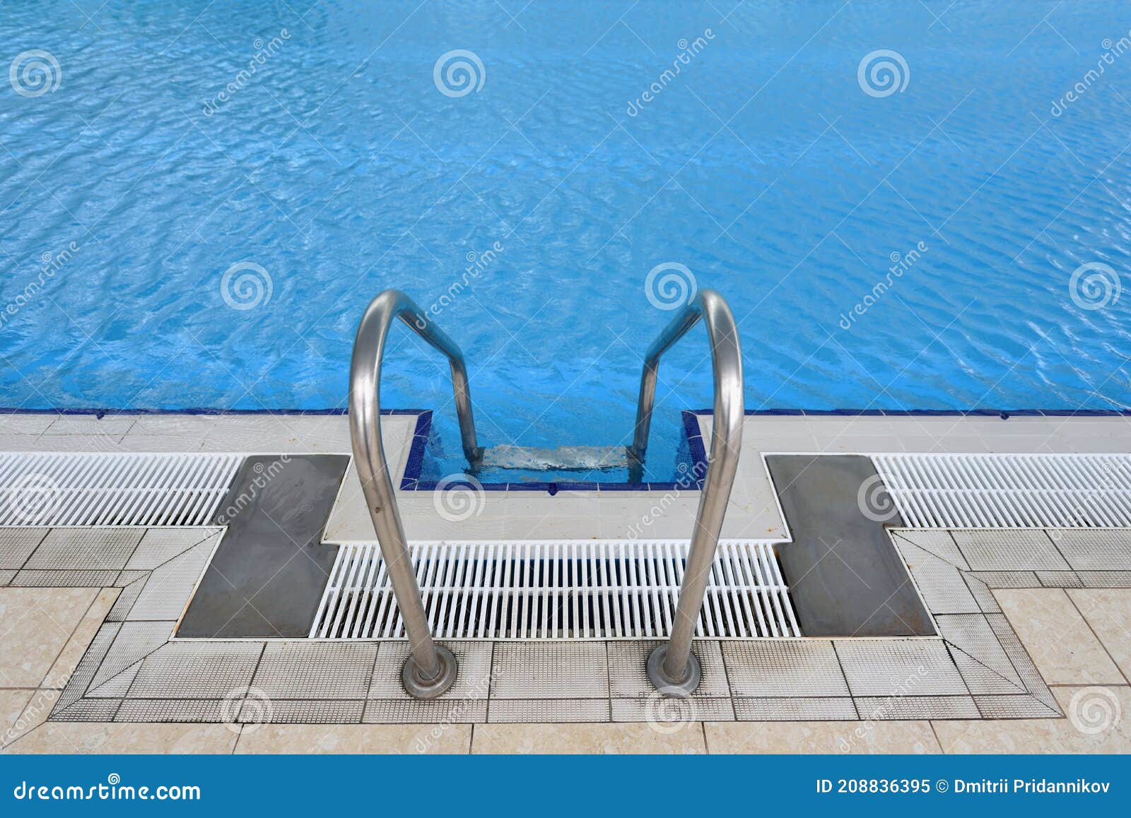 Entrance with Handrails To the Blue Water Pool Stock Image - Image of ...