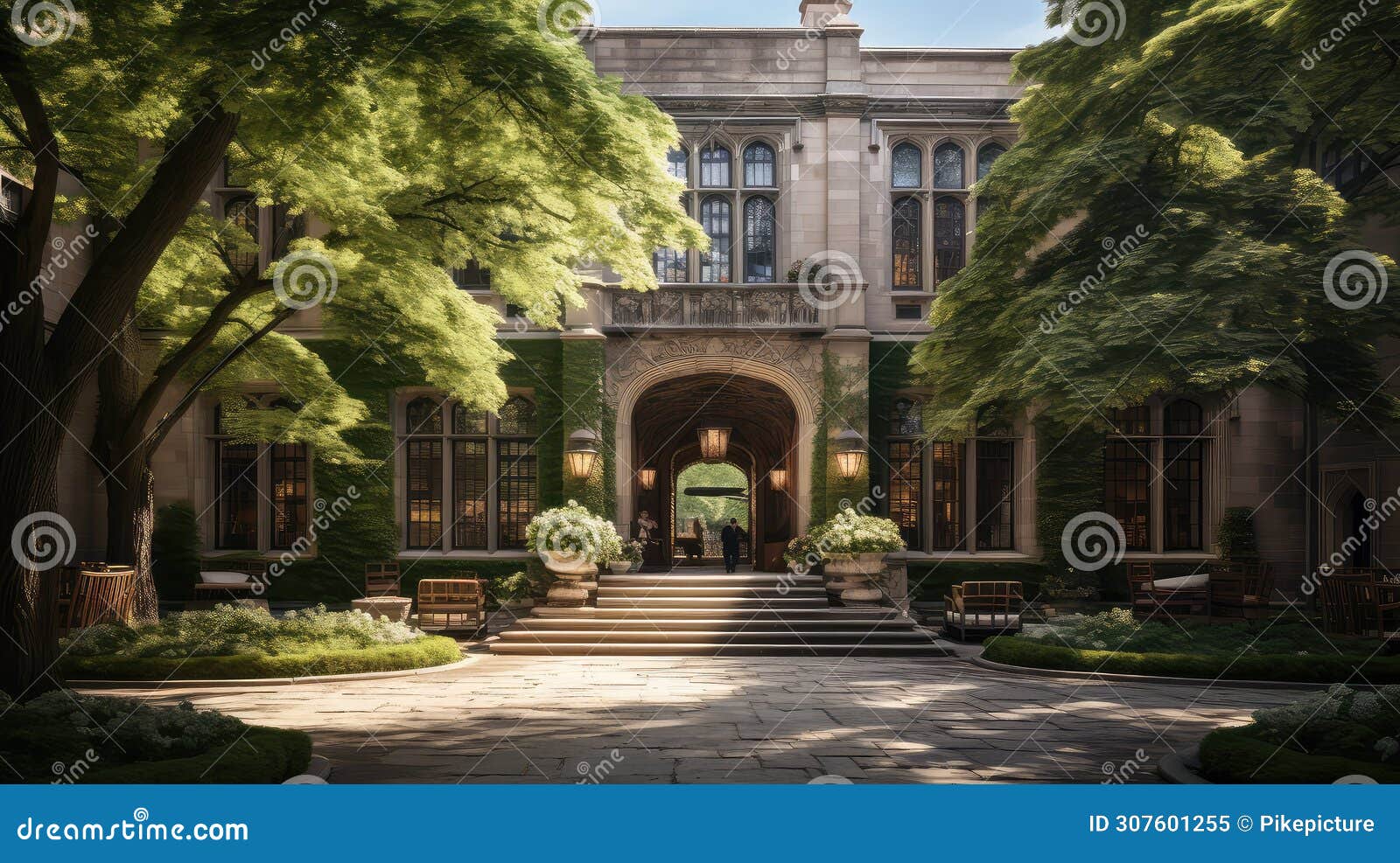Entrance library exterior stock illustration. Illustration of inviting ...