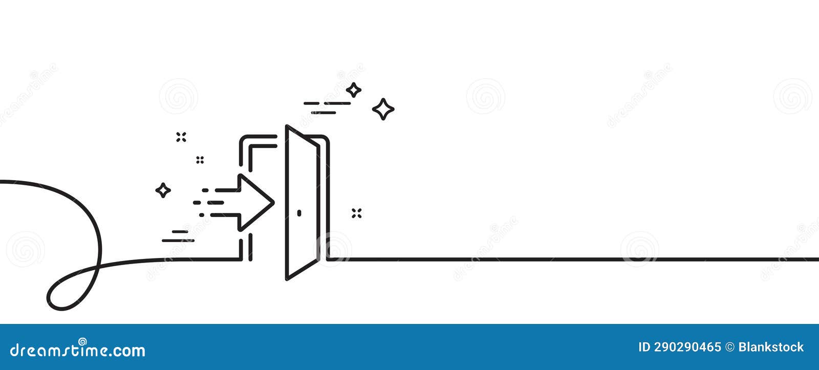 Entrance Line Icon. Entry Door Sign. Continuous Line with Curl. Vector ...