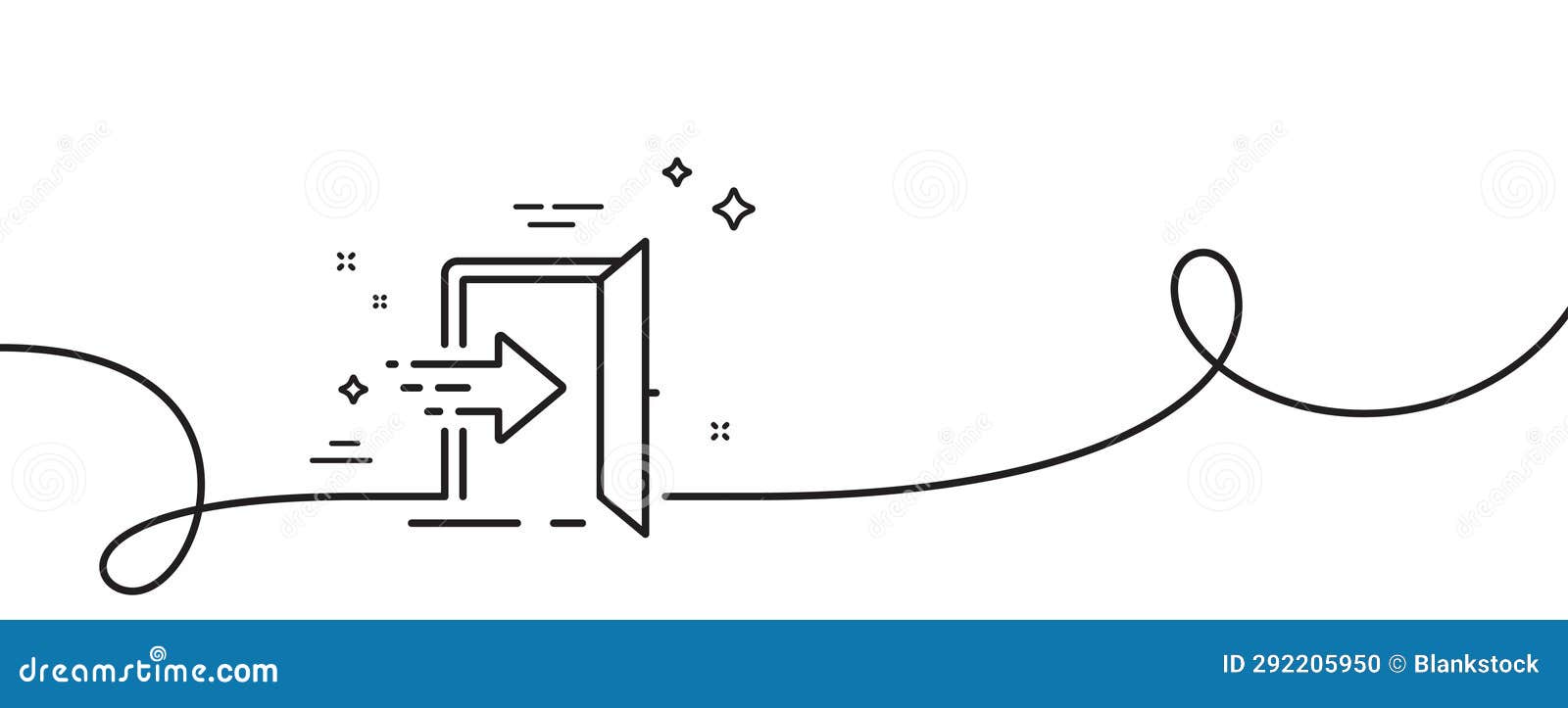 Entrance Line Icon. Entry Door Sign. Continuous Line with Curl. Vector ...