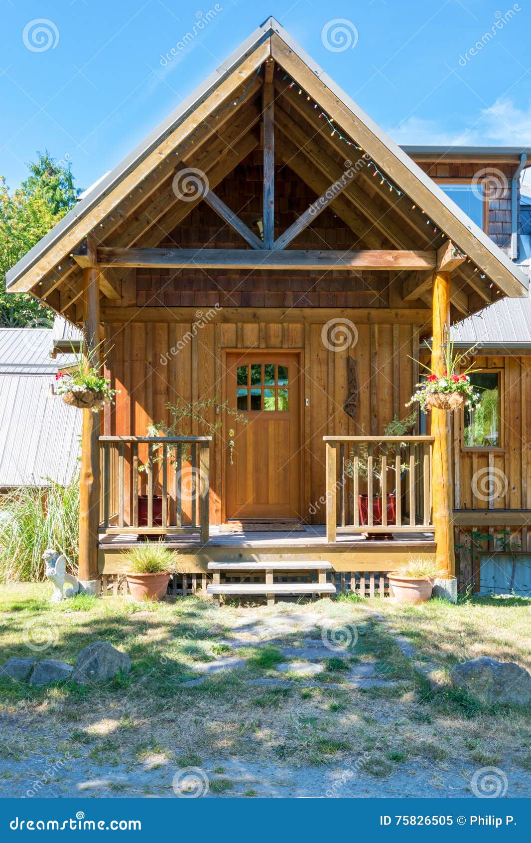 Entrance Of A Luxury Rustic Log Cabin Royalty-Free Stock Photography ...