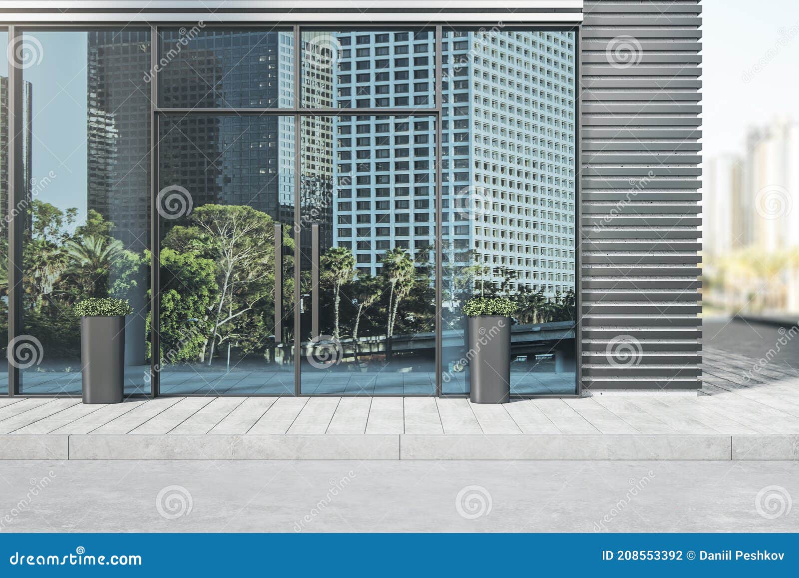 Entrance of Modern Business Center Stock Illustration - Illustration of ...