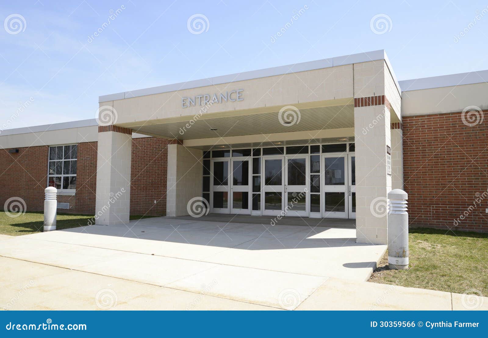 Entrance for a Modern School Stock Photo - Image of doors, educate ...