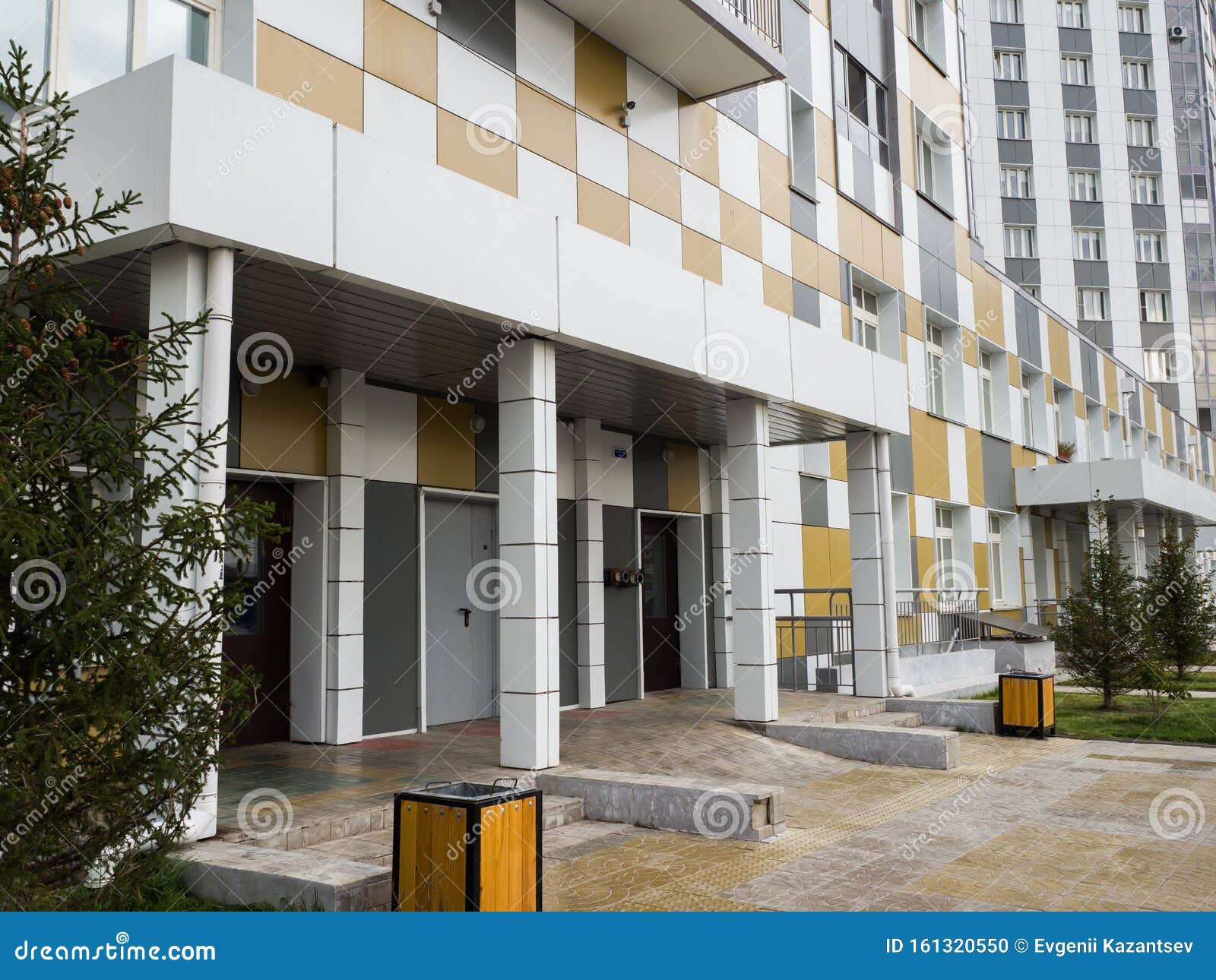 Entrance of a New Building of a Residential Complex Stock Photo - Image ...