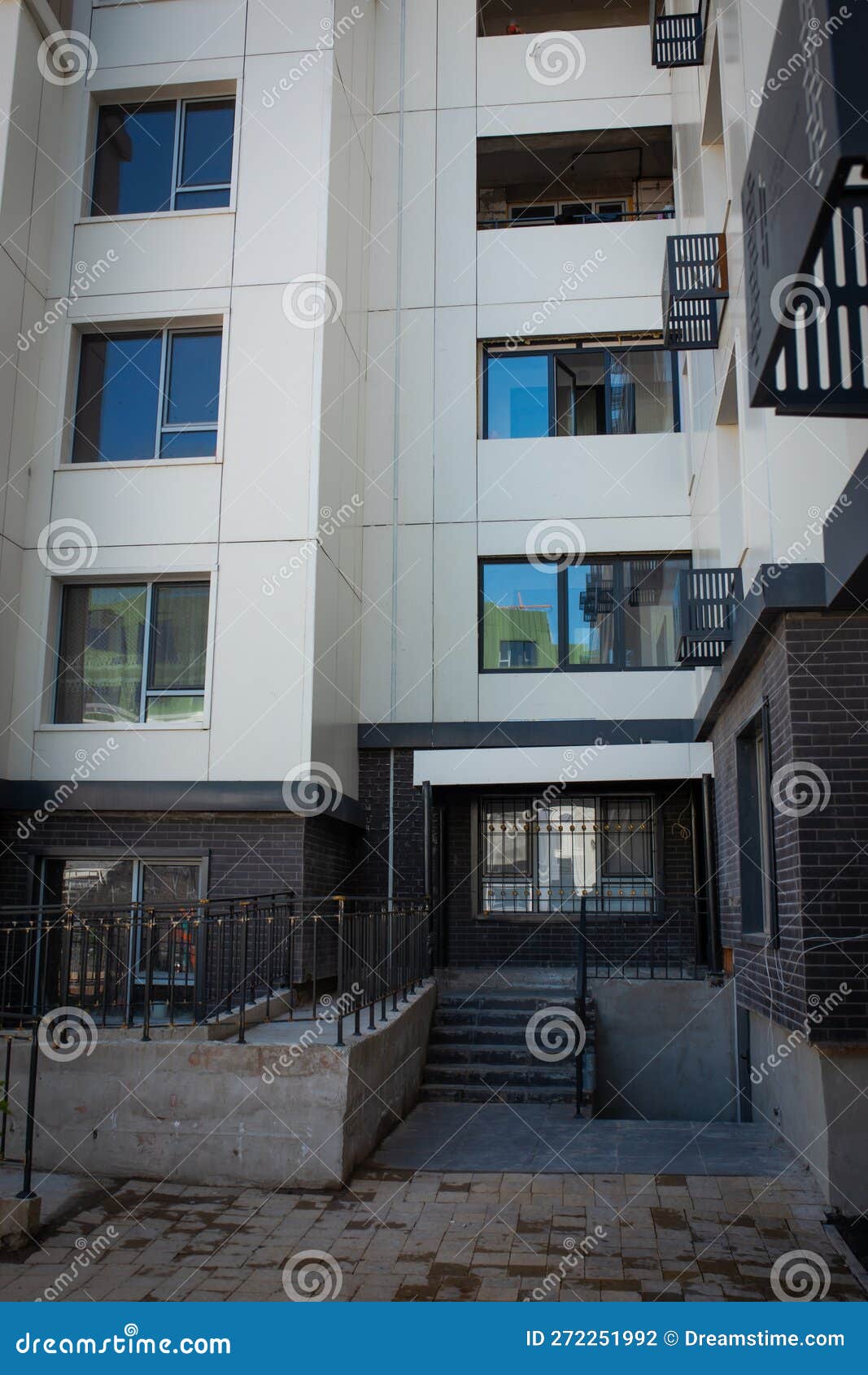 Entrance of a New Multi-storey Building. Construction of Houses Stock ...
