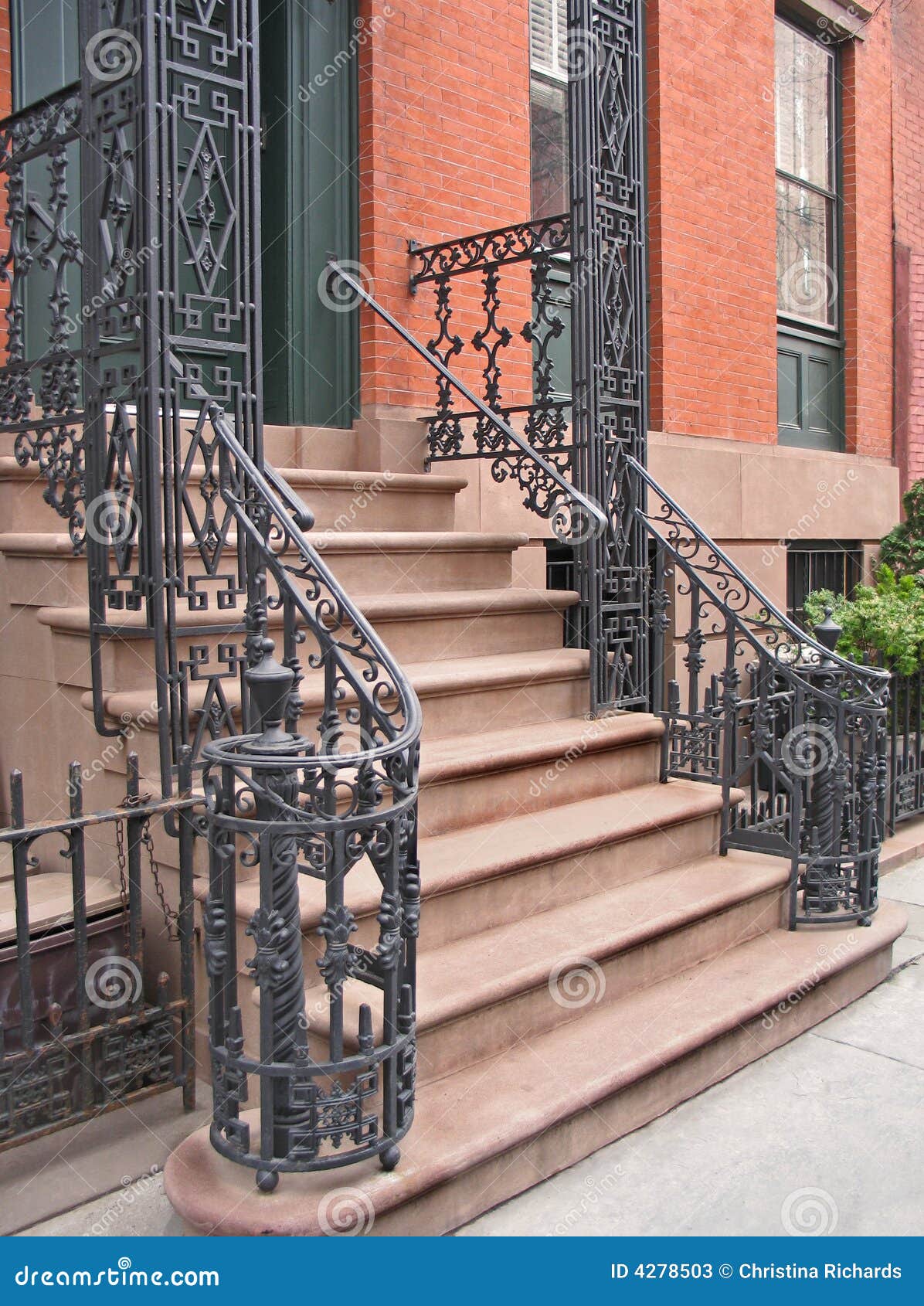 Entrance with Ornate Railings Stock Image - Image of building, elegant ...