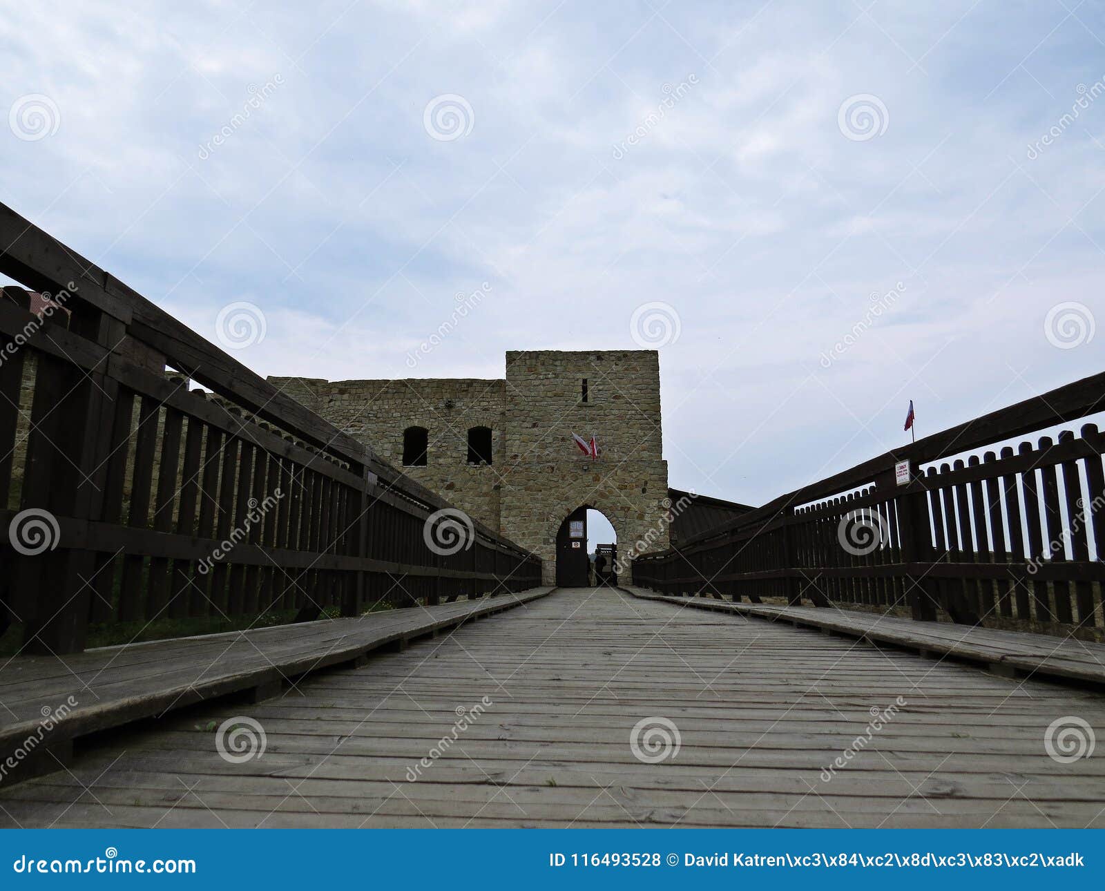 Entrance Over Bridge To Medieval Castle Tower with Gate Editorial Stock ...
