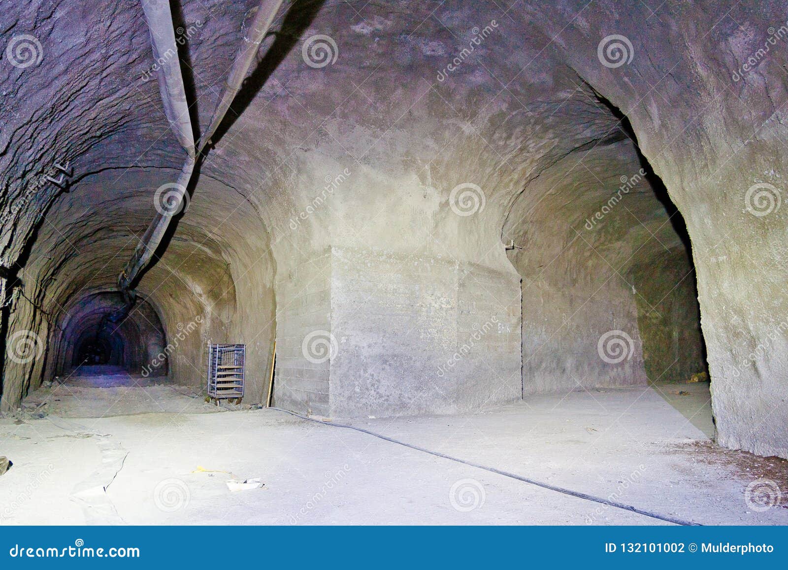 Entrance To Abandoned Chalk Mine, Fork in the Tunnel Stock Photo ...