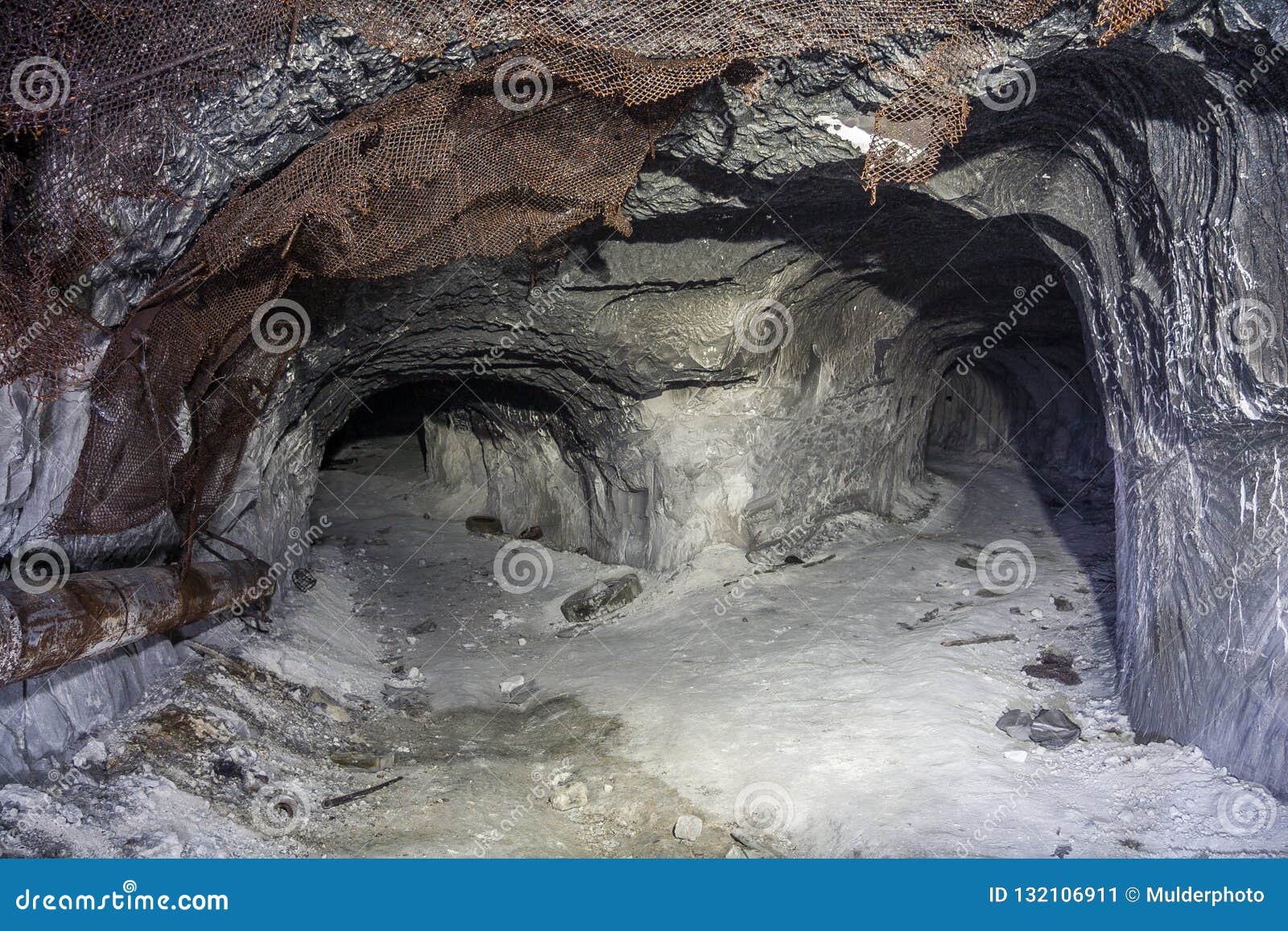 Entrance To Abandoned Chalk Mine, Fork in the Tunnel Stock Image ...