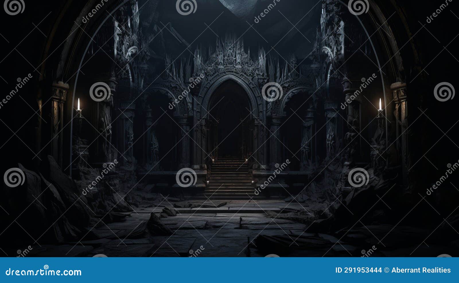 The Entrance To a Dark Gothic Building Stock Illustration ...