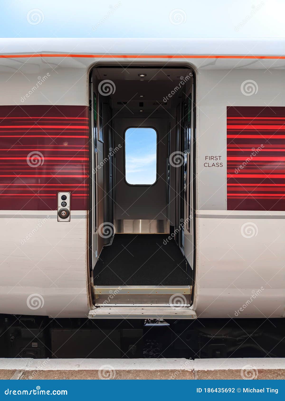Entrance To First Class Train Via Station Platform, UK Stock Photo ...