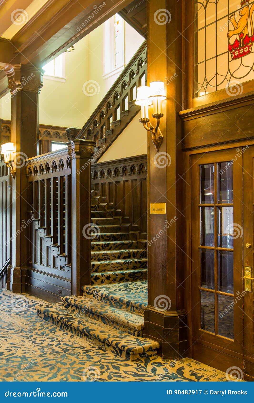 Entrance to Library stock image. Image of lights, stairs - 90482917