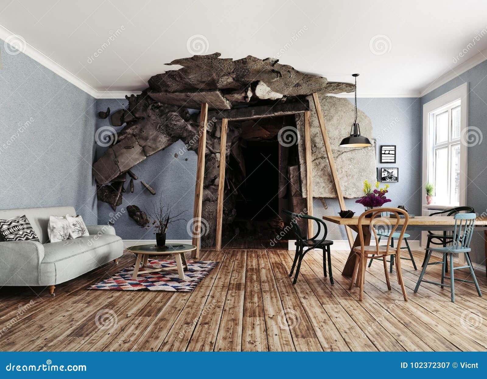 Destroyed Interior Stock Illustration | CartoonDealer.com #102372403