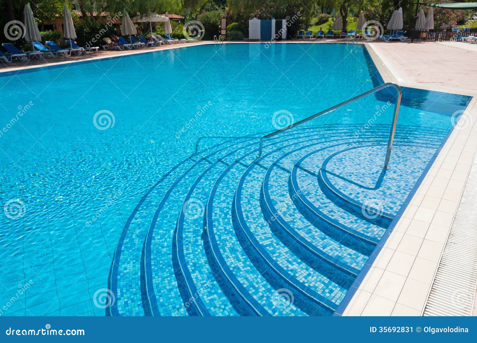 Entrance To the Pool in Form of Steps Stock Image - Image of water ...