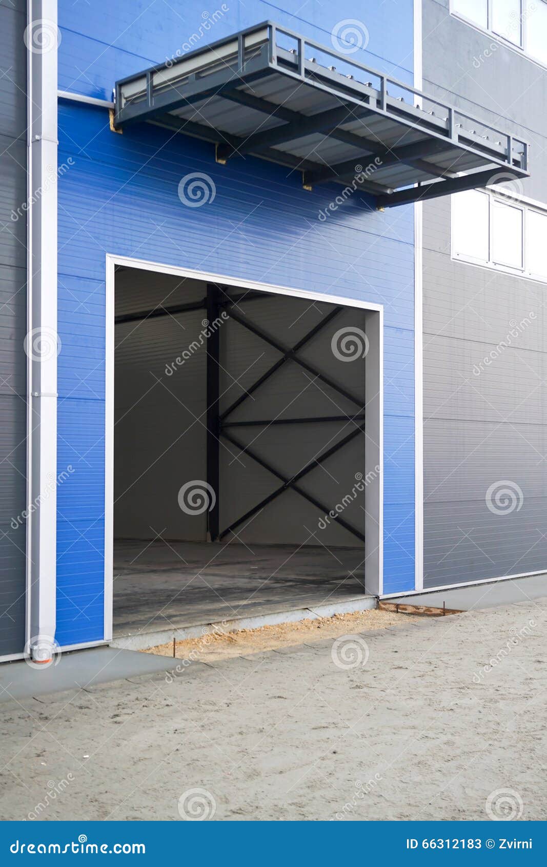 Entrance to the warehouse stock image. Image of steel - 66312183