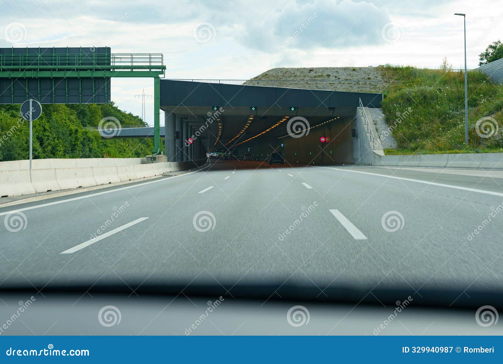 Entrance before a Tunnel on a High-speed Highway Stock Image - Image of ...