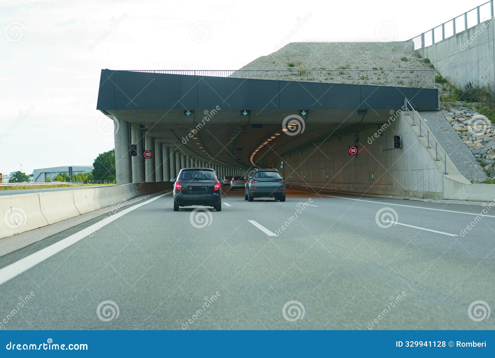 Entrance before a Tunnel on a High-speed Highway Stock Photo - Image of ...