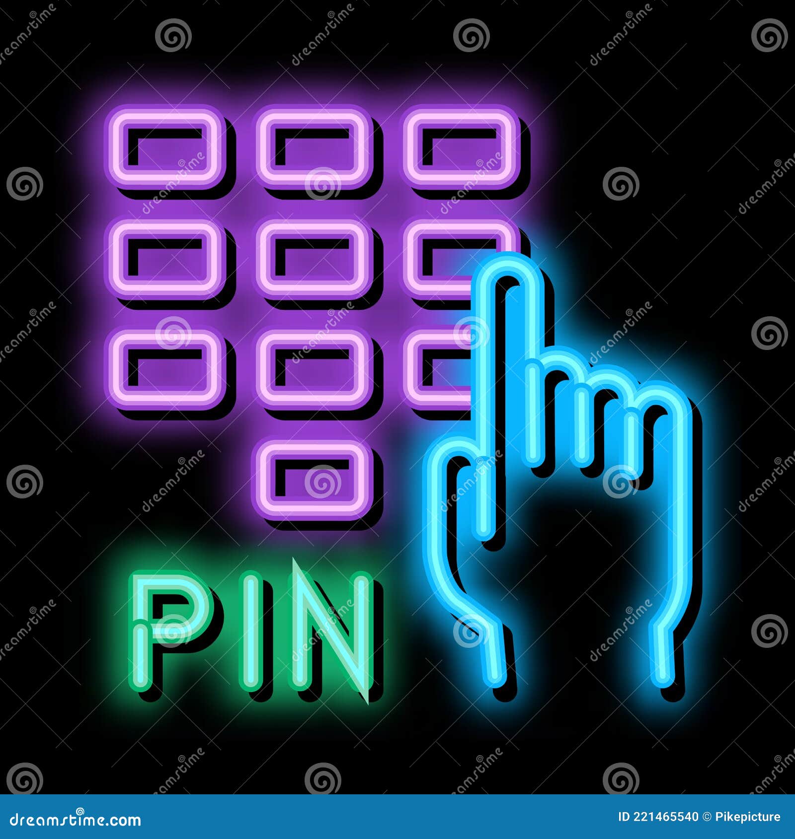 Entre Pin Code Neon Glow Icon Illustration Stock Vector - Illustration ...