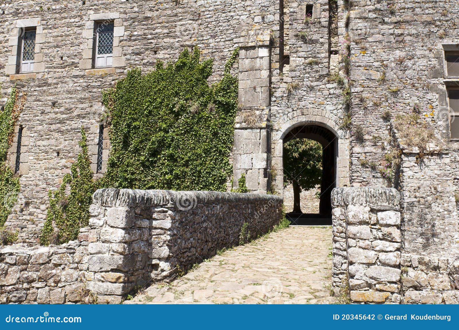 Entree with Arches Bridge of Fortified Castle Stock Photo - Image of ...