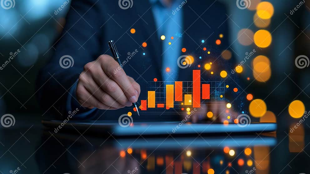 Entrepreneur Analyzing Business Plan with Graphs and Strategy ...