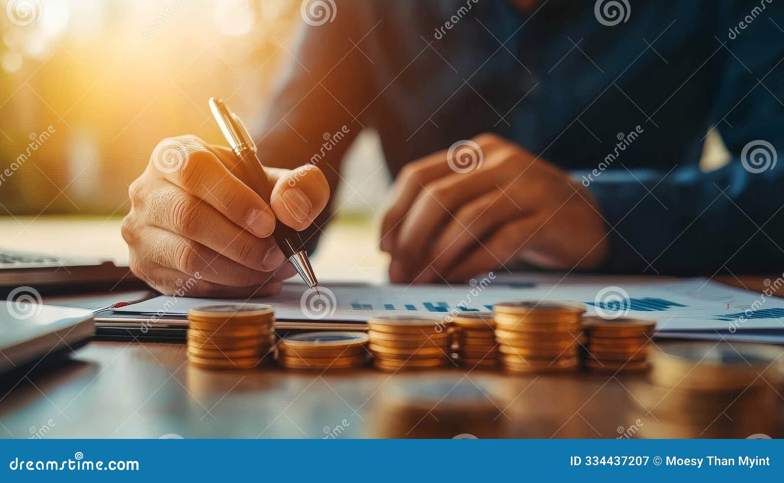 Entrepreneur Analyzing Business Plan with Graphs and Strategy ...