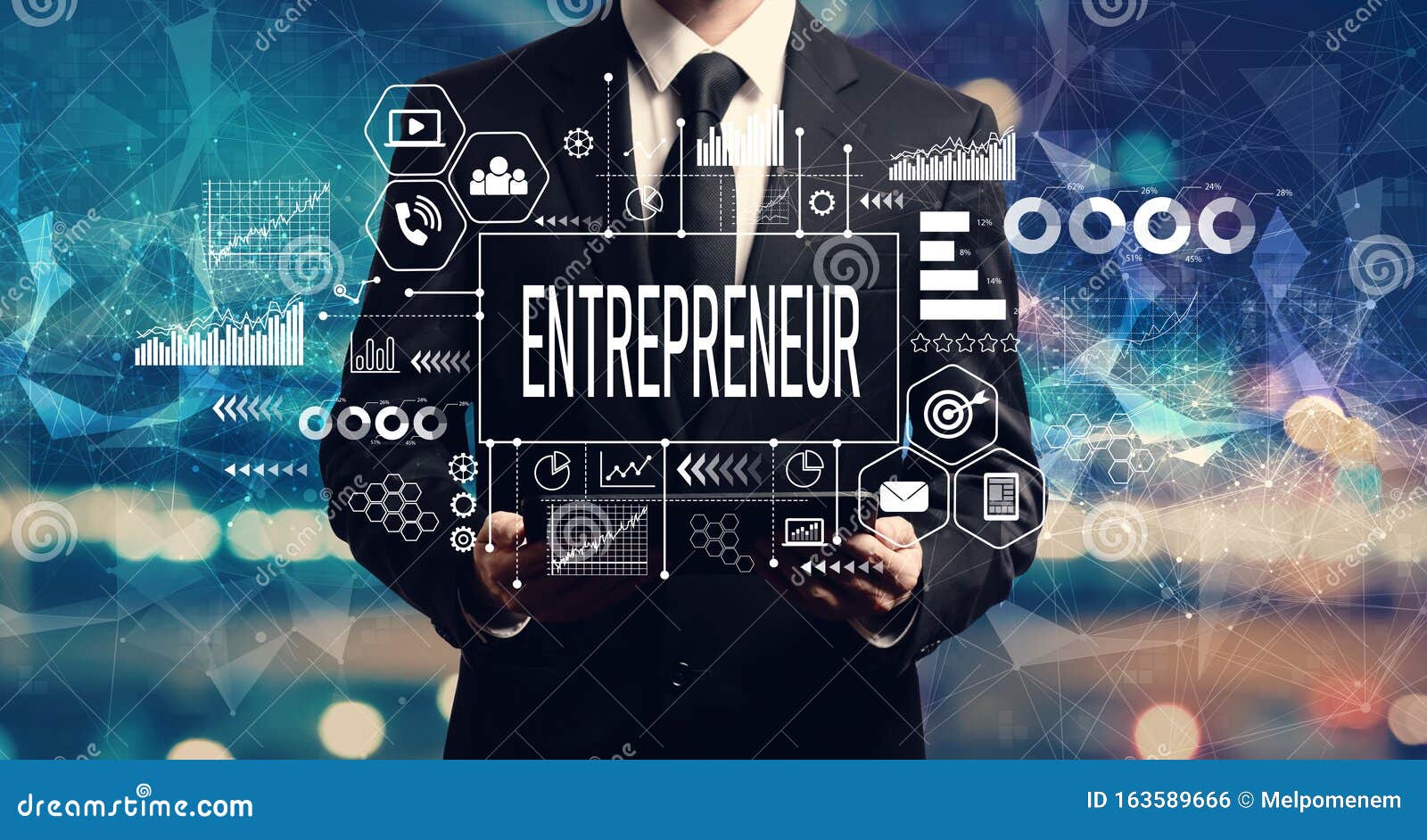 Entrepreneur Concept with Businessman Holding a Tablet Stock Photo ...