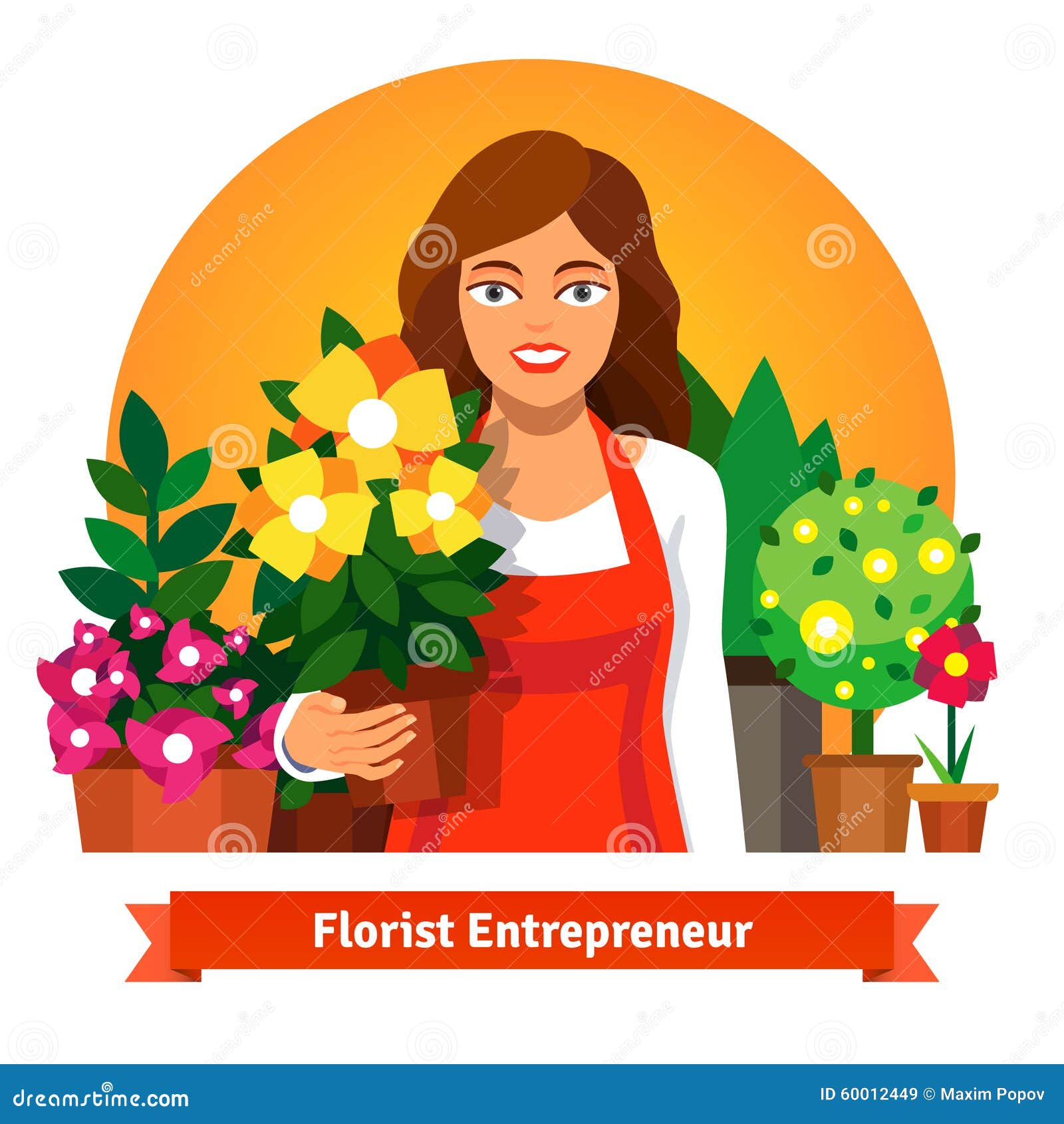 Entrepreneur De Fleuriste Tenant Un Pot De Fleurs Illustration de ...