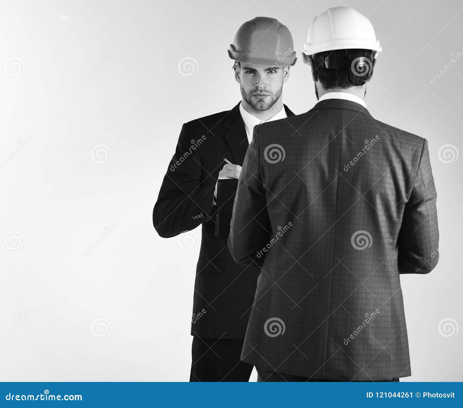 Entrepreneur and Engineer Back View. Stock Image - Image of ...