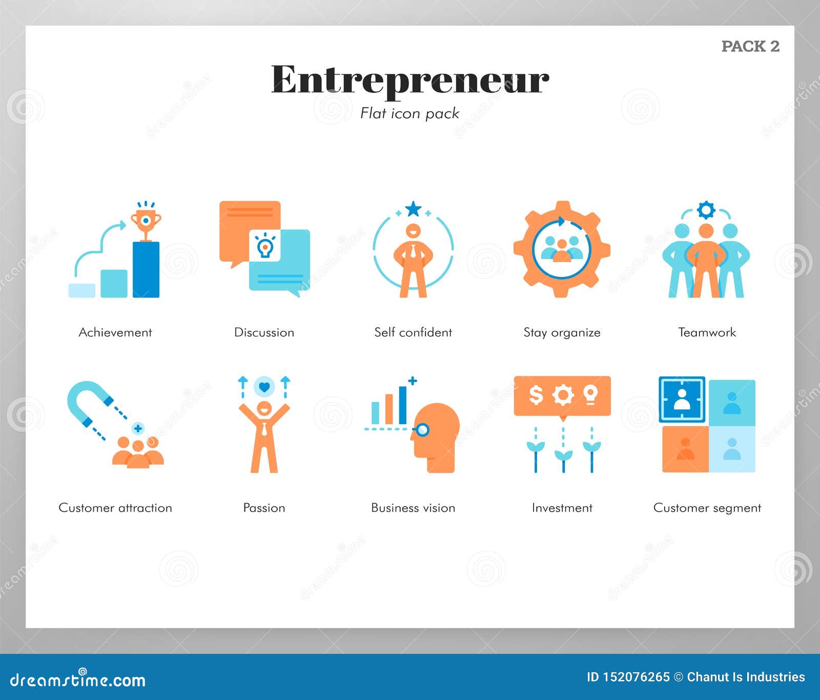 Entrepreneur Icons Flat Pack Stock Vector - Illustration of dignity ...