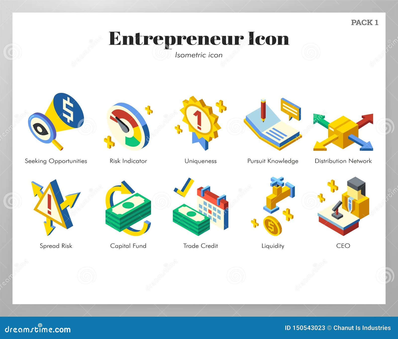 Entrepreneur Icons Isometric Pack Stock Vector - Illustration of ...