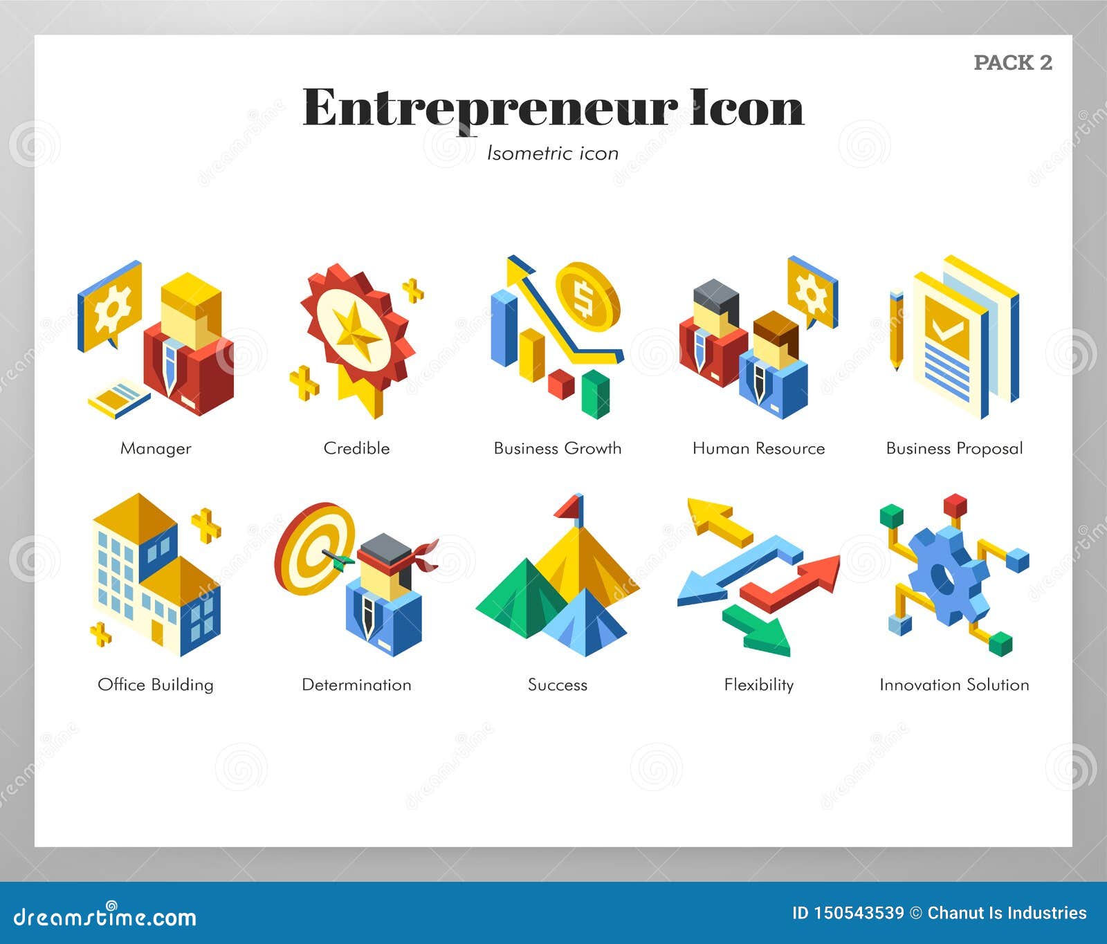 Entrepreneur Icons Isometric Pack Stock Vector - Illustration of flag ...