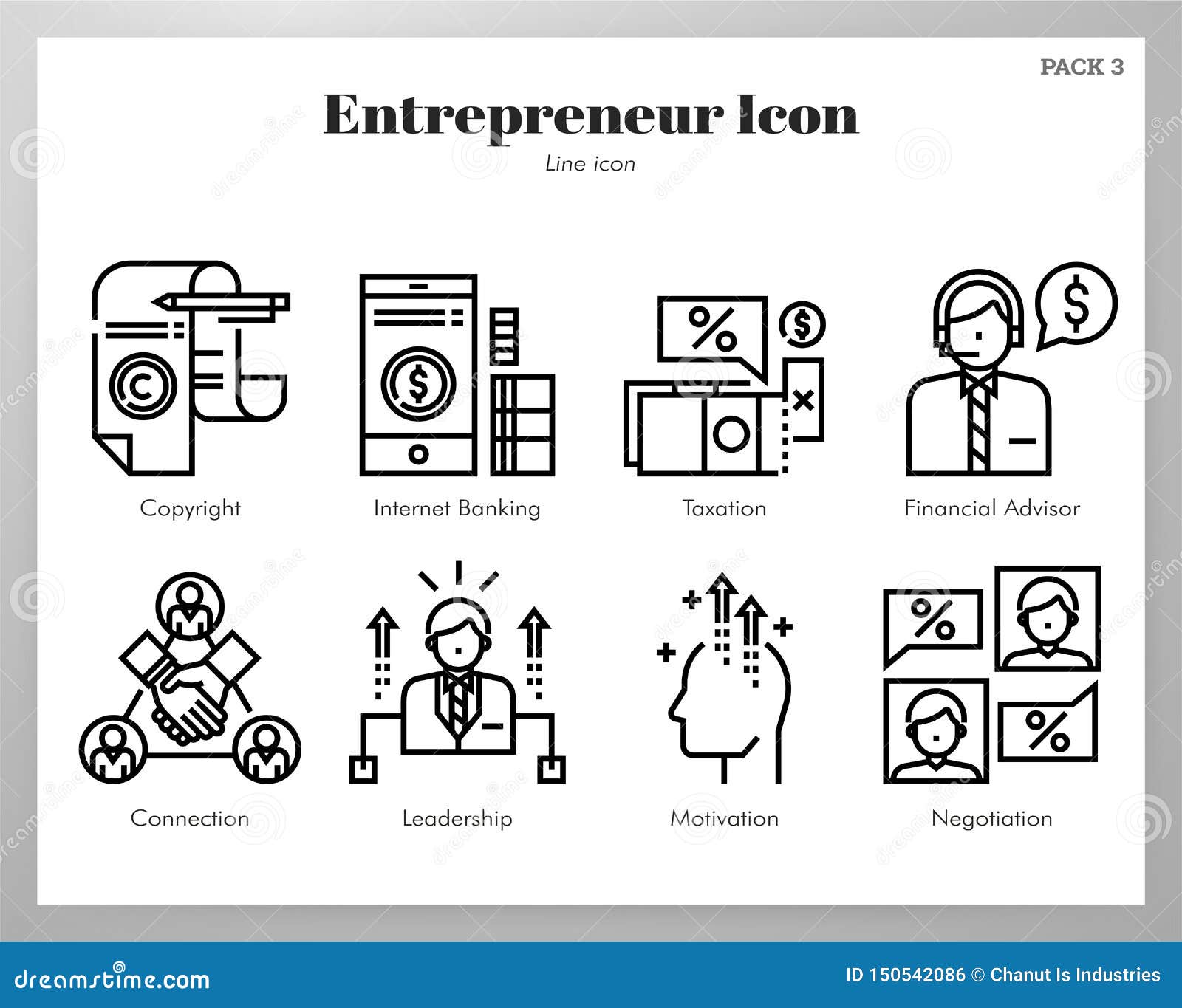 Entrepreneur Icons Line Pack Stock Vector - Illustration of financial ...
