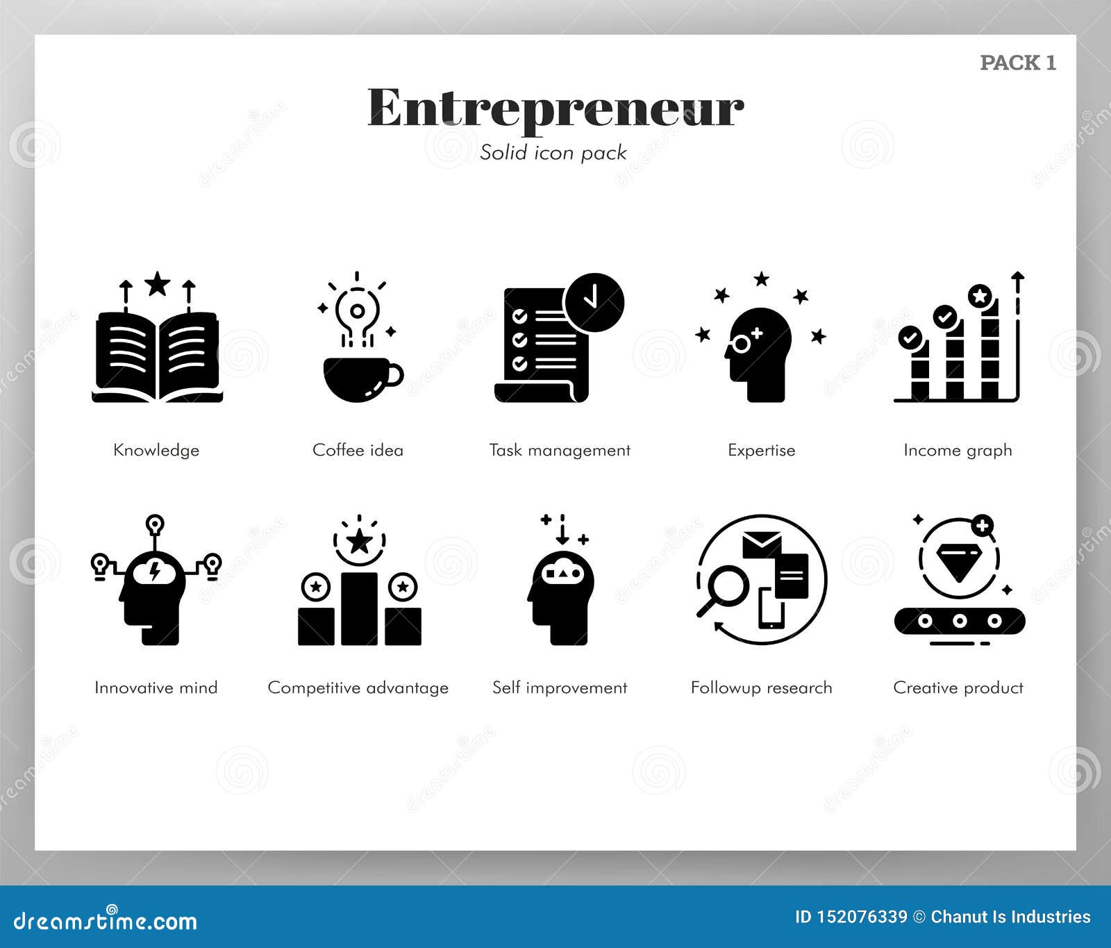 Entrepreneur Icons Solid Pack Stock Vector - Illustration of ...