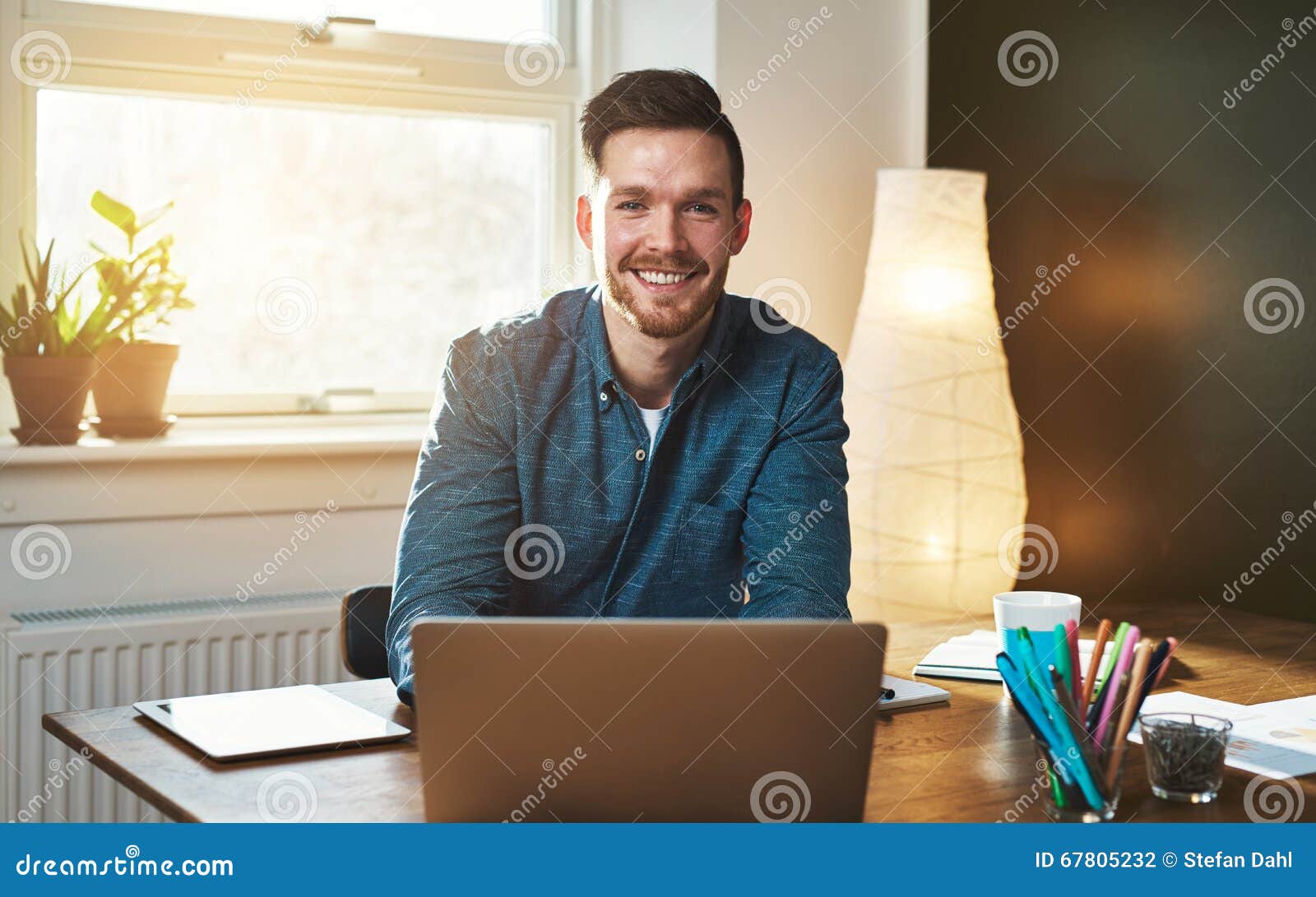 Entrepreneur at Office with Laptop Stock Photo - Image of successful ...