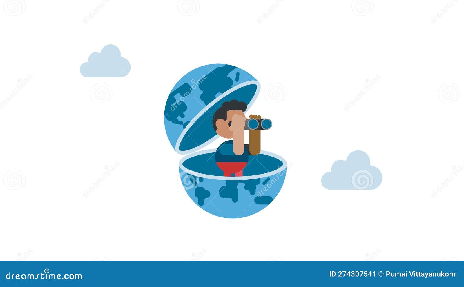 Entrepreneur Open Globe Using Binoculars Looking for Future. World ...