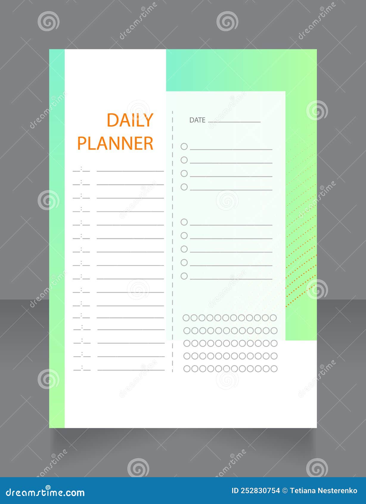 Entrepreneur daily Planner Worksheet Design Template Stock Vector ...