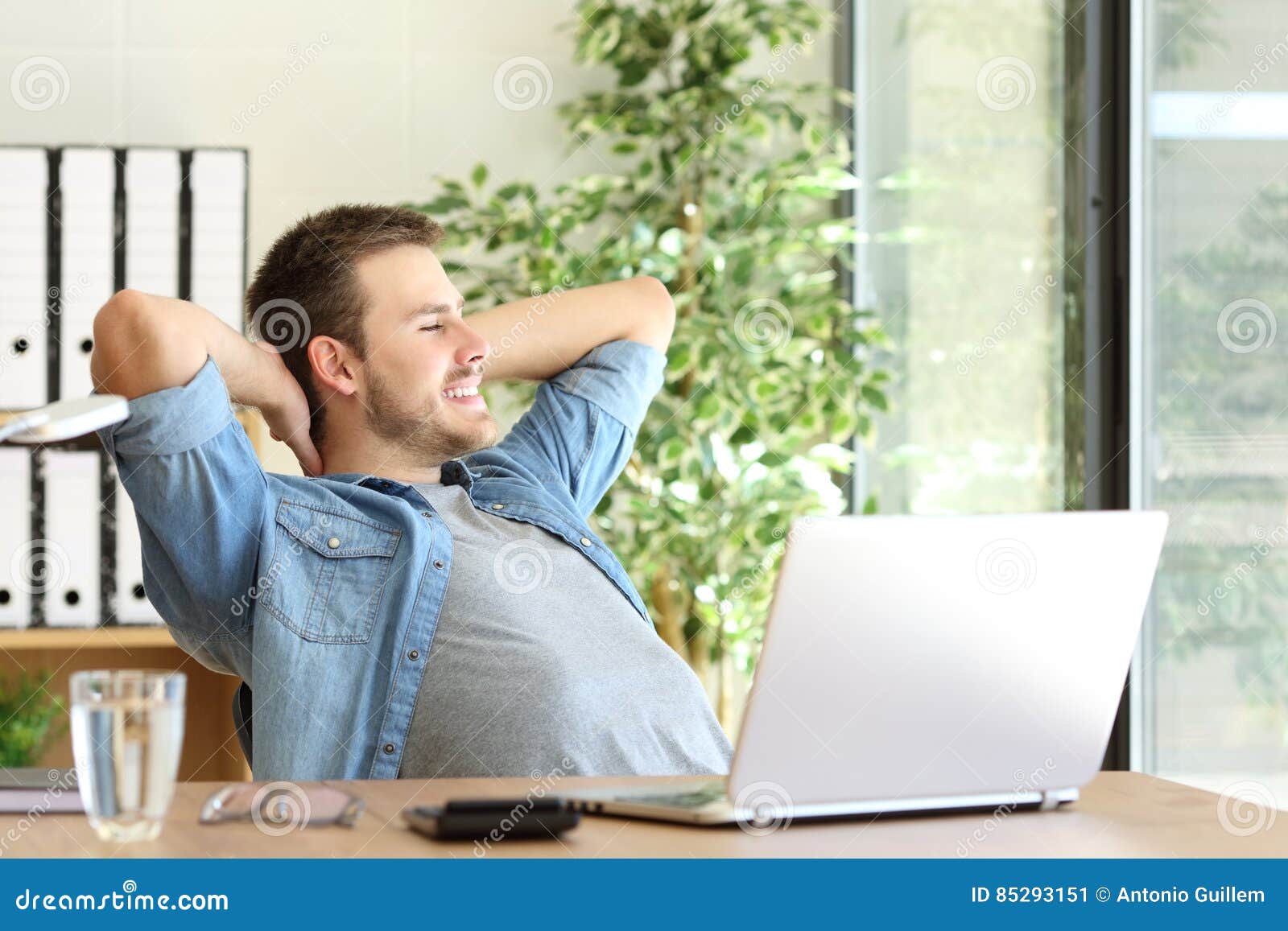 Entrepreneur Relaxing and Thinking at Office Stock Image - Image of ...