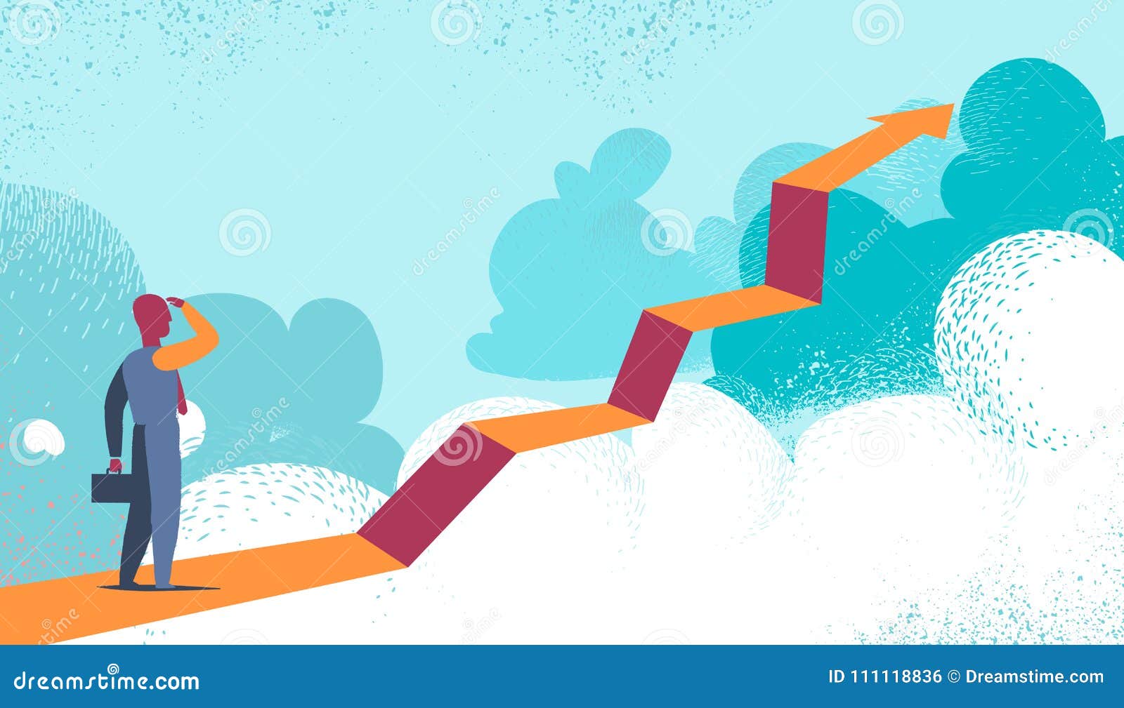 Entrepreneur Seeing the Future Beyond the Clouds Stock Vector ...