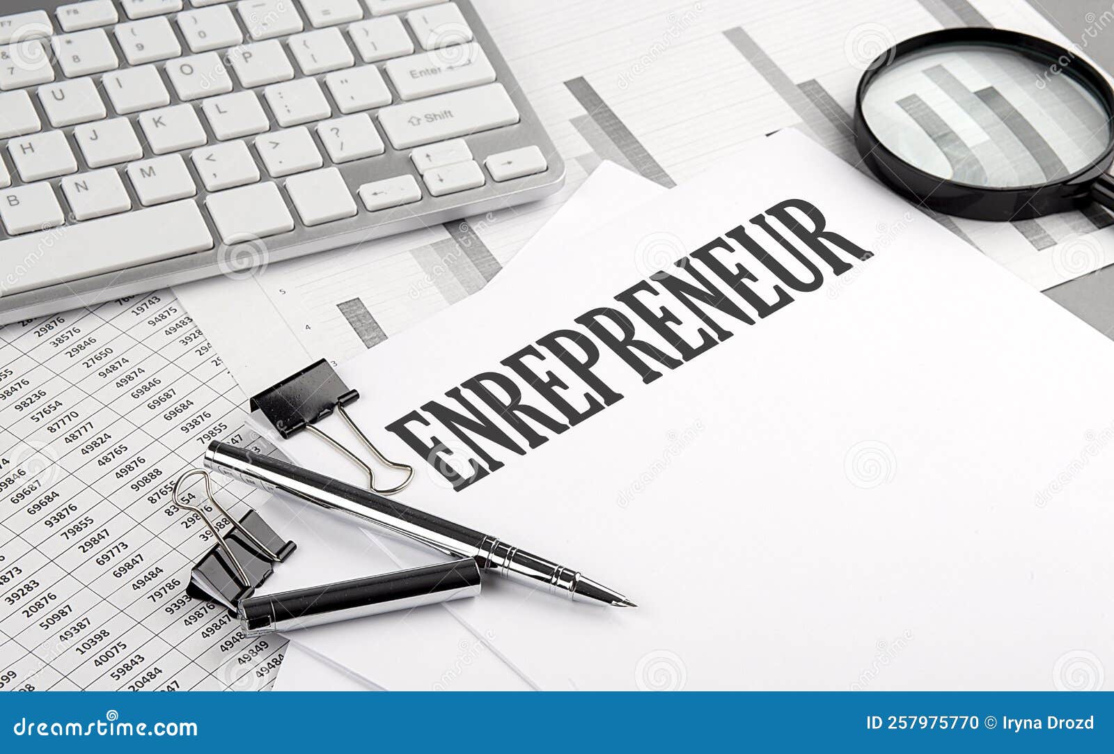 Entrepreneur Text on Paper with Chart and Keyboard, Business Concept ... Entrepreneur Text on Paper with Chart and Keyboard, Business Concept ...
